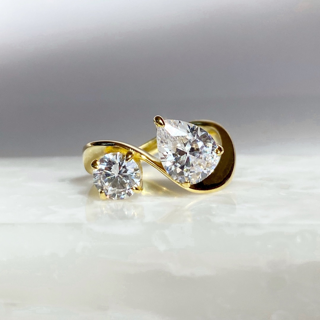 Toi Et Moi Ring Engagement Ring East to West Ring Double Stone Ring 2 ...