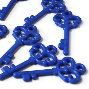 8 Royal Blue Key Charm Skeleton Key Charm Plastic Key Beading Supplies ...
