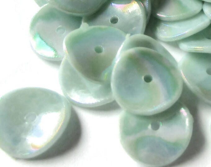 50 15mm Sky Blue Disc Beads Wavy Beads Flat Round Bead Coin Beads Curvy ...