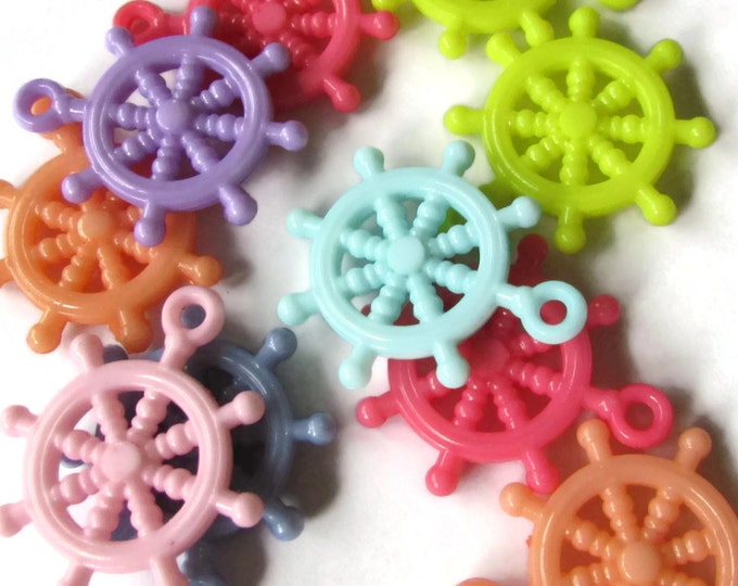 10 Multicolor Helm Ship Wheel Bead Helm Charm Pirate Beads Ship Charms ...