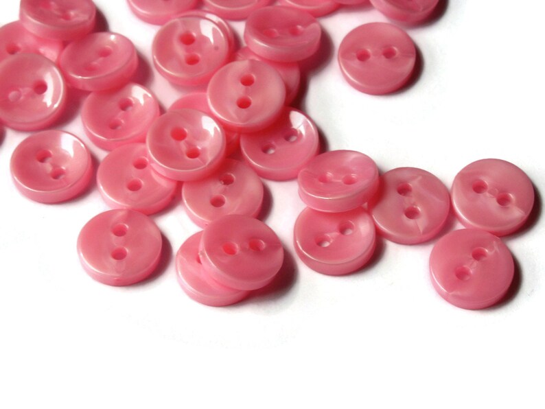 50 11mm Opaque Pearl Pink Buttons Flat Round Plastic Two Hole | Etsy