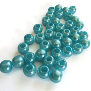 40 12mm Large Hole Pearls Sky Blue Pearl Beads European Beads Plastic ...