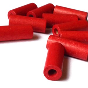 10 26mm Red Wood Tube Beads 1 Inch Vintage Beads New Old Stock Beads ...