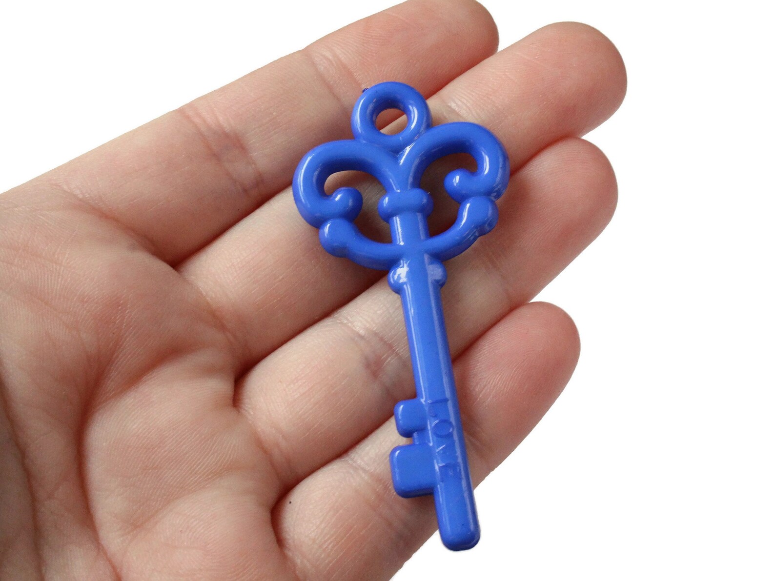 8 Royal Blue Key Charm Skeleton Key Charm Plastic Key Beading Supplies ...