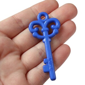 8 Royal Blue Key Charm Skeleton Key Charm Plastic Key Beading Supplies ...