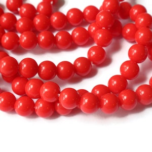 6mm Round Beads Red Plastic Beads Vintage Beads 31 Inch Full Strand ...