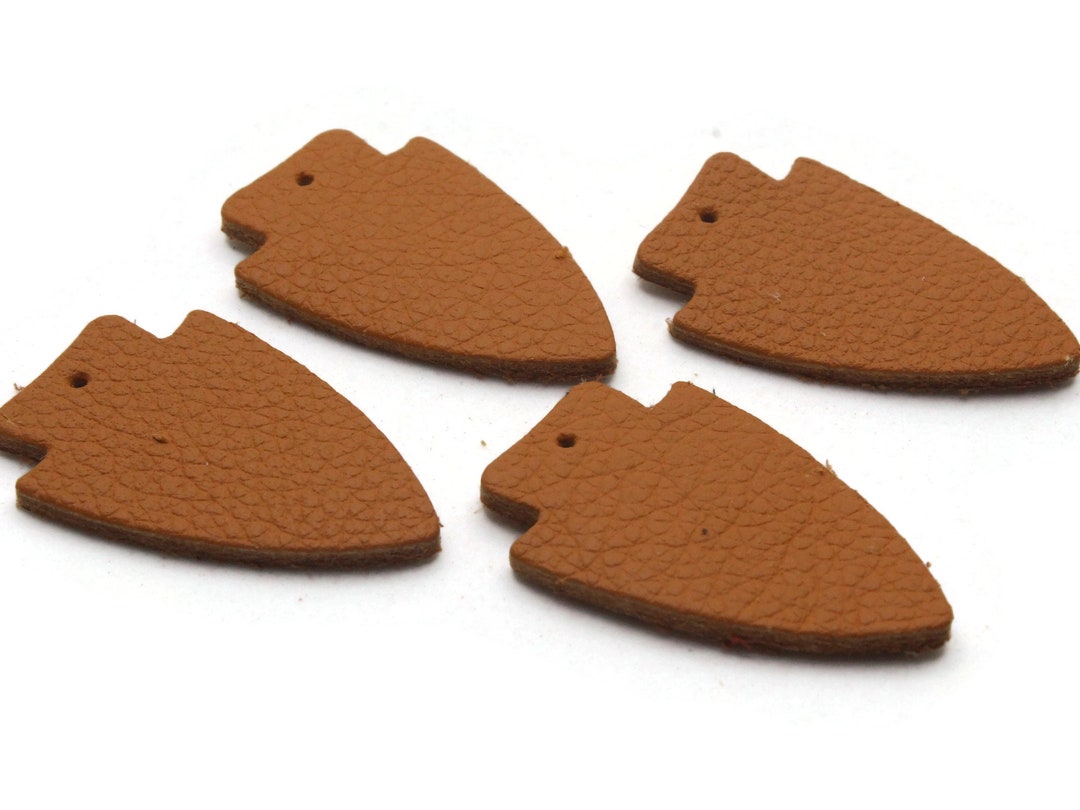 4 37mm Tan Brown Leather Arrowhead Pendants Jewelry Making Beading ...