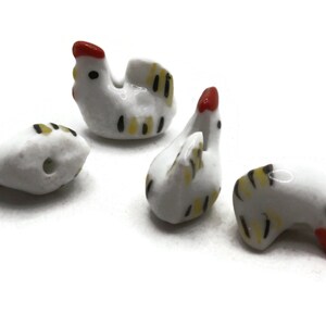 Porcelain Chicken Beads White Bird Beads Porcelain Glass Beads Loose ...