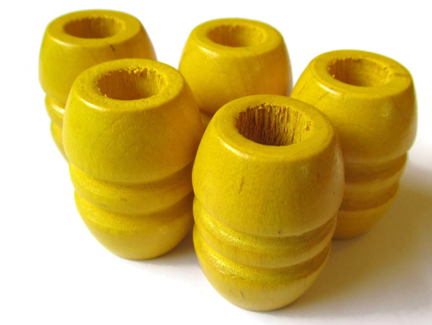 5 Large Yellow Barrel Beads 28mm Beads Fluted Barrel Beads | Etsy