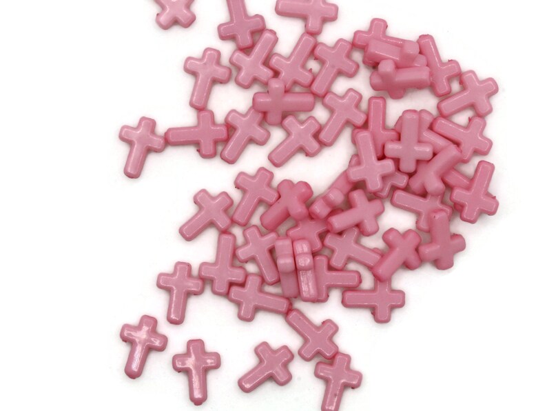 50 16mm Cross Beads Pink Cross Beads Plastic Crosses Christian Beads ...