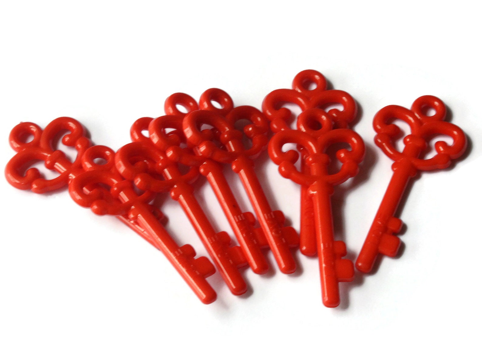 Plastic Key Charm Red Skeleton Key Charms Love Key Pendant Key - Etsy