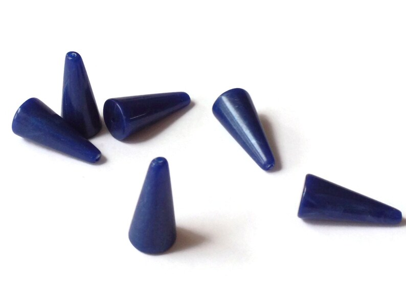 6 22mm Blue Cone Beads Vintage Plastic Bead Navy Blue Beads New Old ...