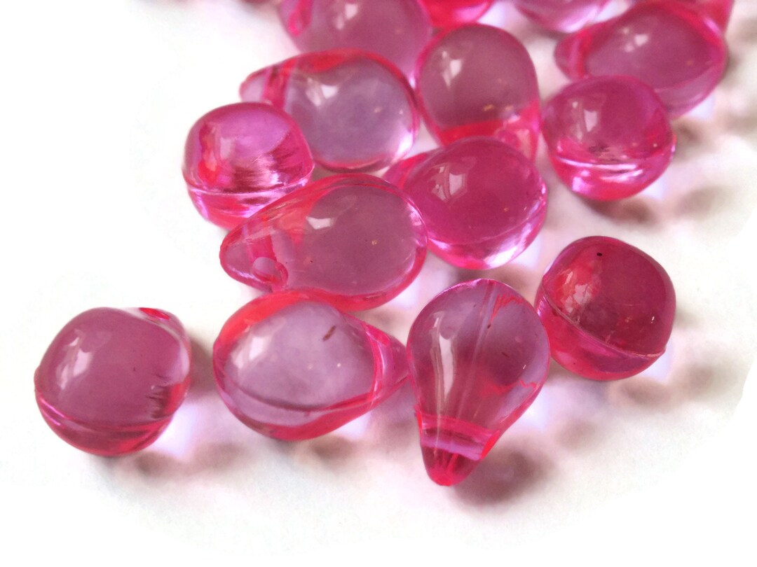 30 13mm Pink Teardrops Side Drilled Drops Acrylic Beads Tear Drop Beads ...