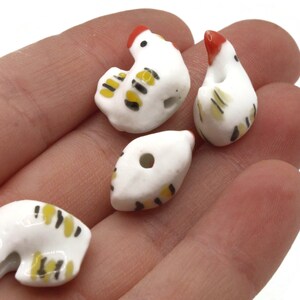 Porcelain Chicken Beads White Bird Beads Porcelain Glass Beads Loose ...