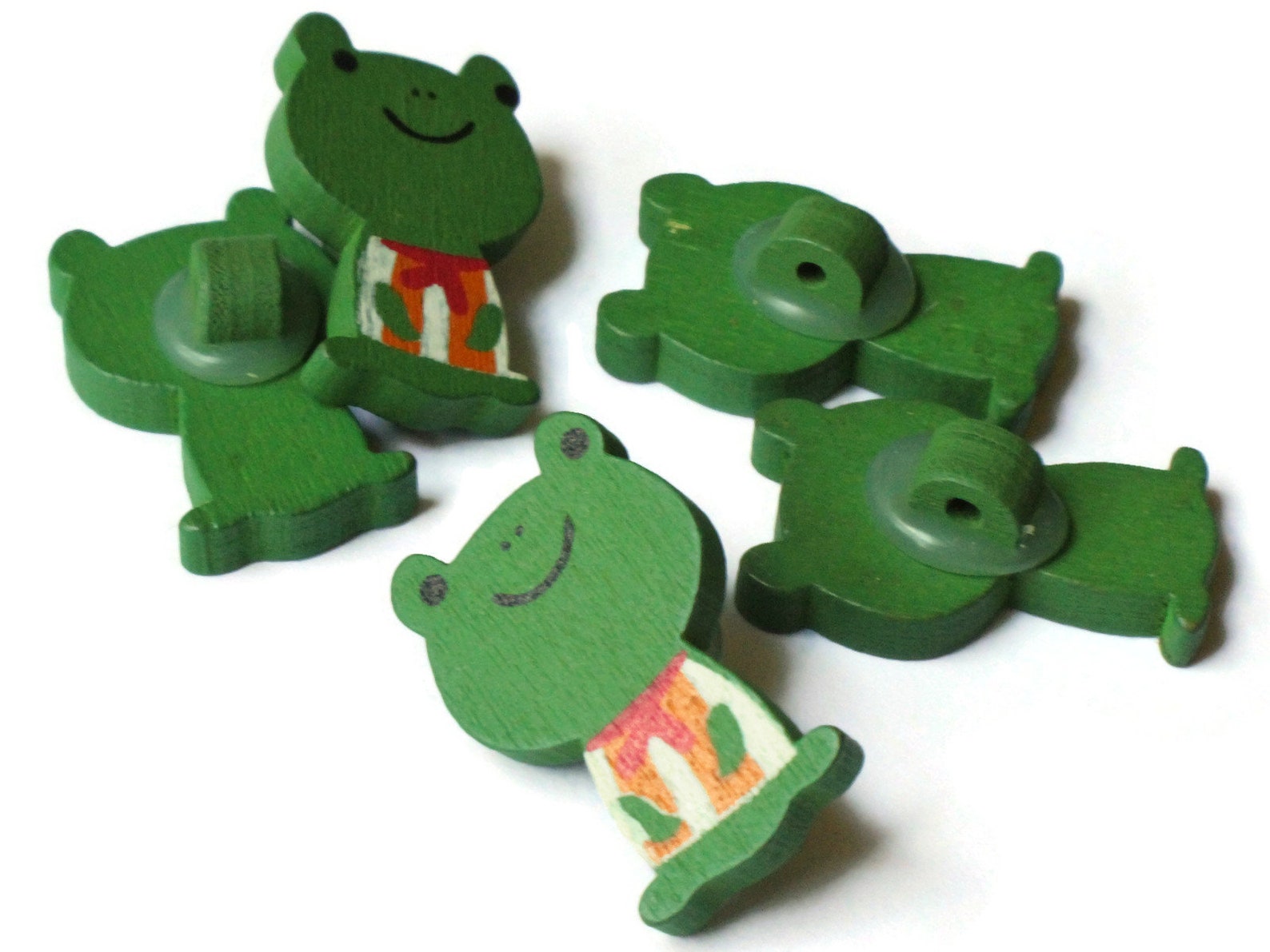 5 26mm Green Frog Button Wooden Buttons Shank Buttons Froggy Buttons ...