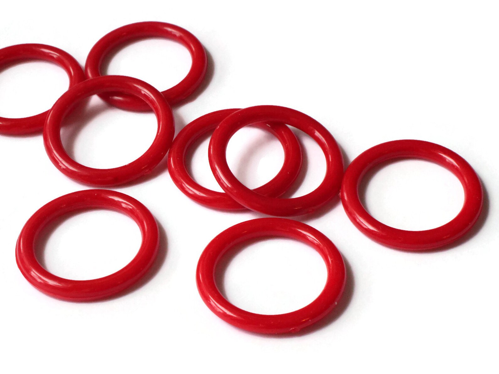 8 38mm Red Ring Beads Vintage Plastic Links Jewelry Making Beading ...