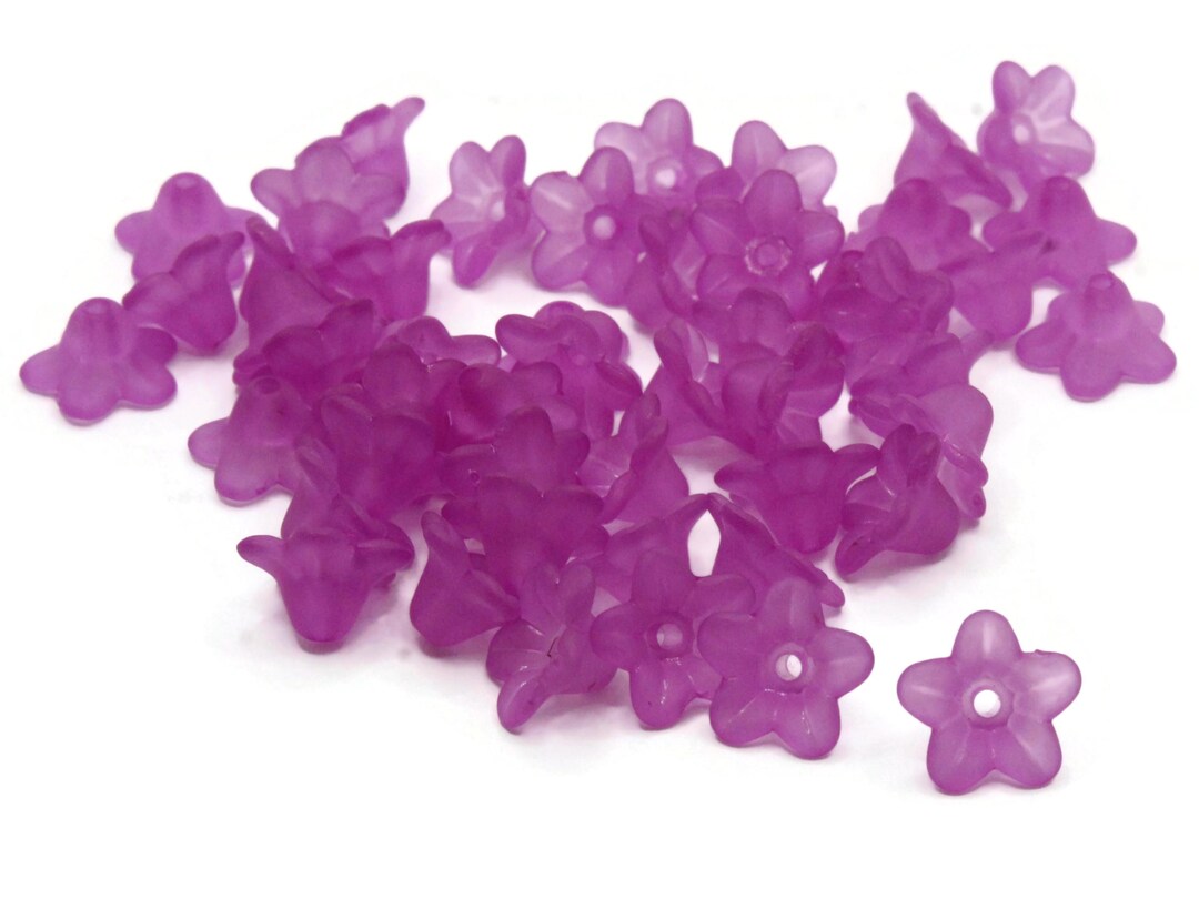 50 10mm Small Purple Flower Beads Lily Beads Lucite Beads Acrylic Beads ...