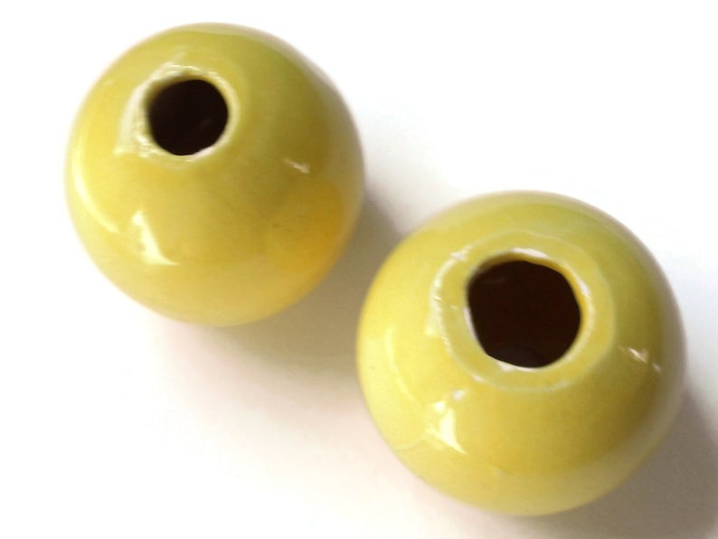 46mm Large Yellow Round Bead Vintage Macrame Ceramic Beads New Old ...
