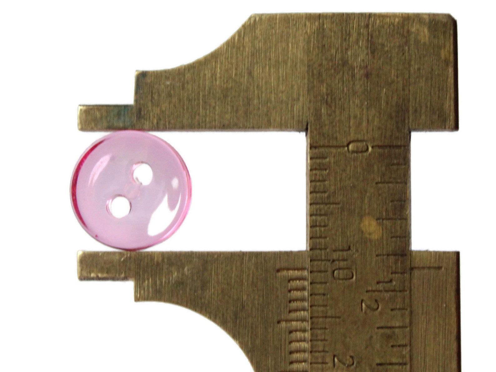 50 11mm Clear Dark Pink Buttons Flat Round Plastic Two Hole Buttons ...