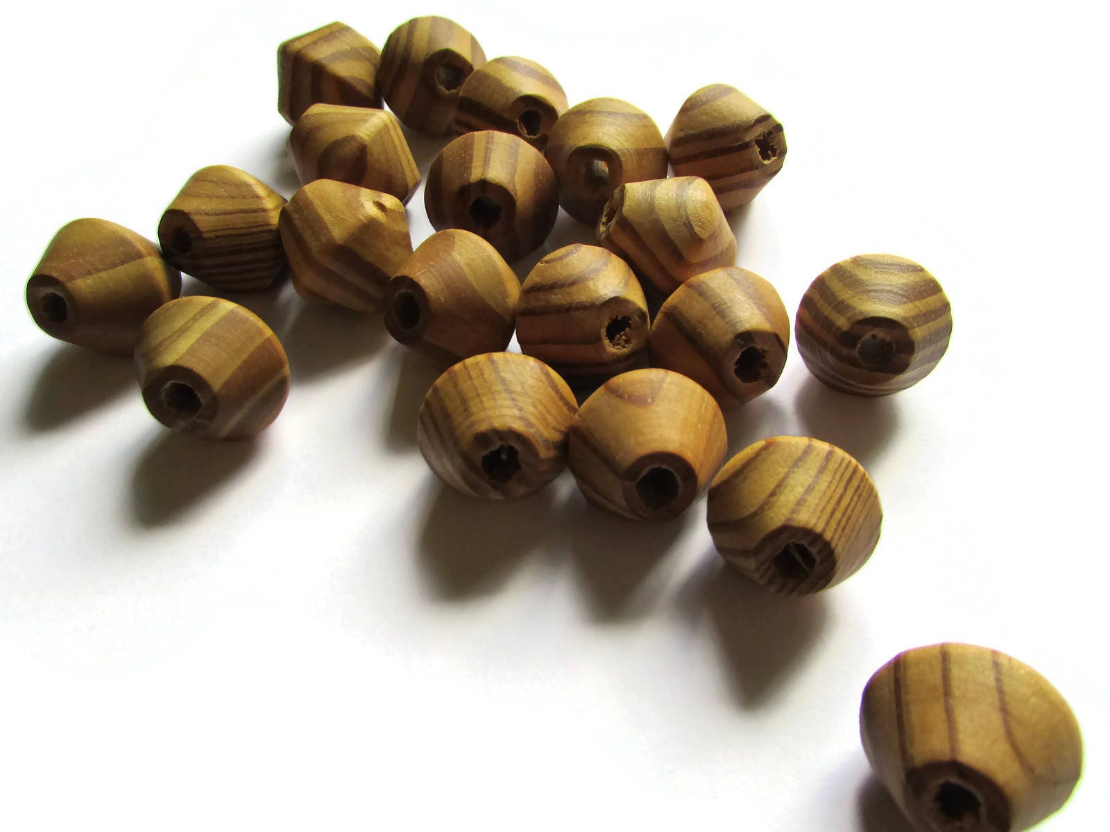 20 17mm Wood Bicone Beads Large Wooden Beads Brown Beads Natural Beads ...