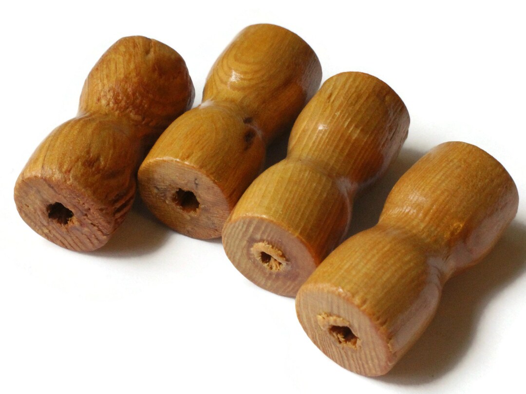 4 39mm Hourglass Tube Beads Wooden Beads Vintage Beads Wood Beads ...