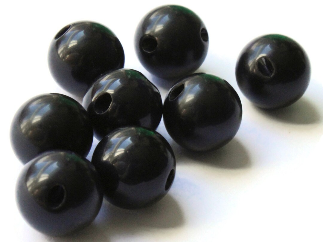 8 12mm 1/2 Inch Black Ball Buttons Lucite Round Buttons Vintage Lucite ...