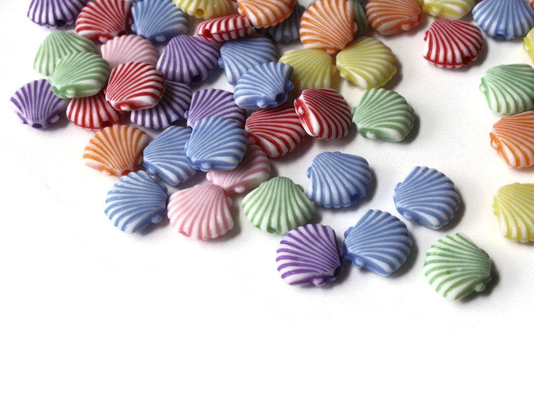 80 12.5mm Multi-color Plastic Shell Beads Oyster Shell Beads Jewelry ...