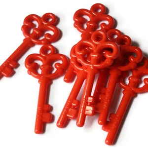 Plastic Key Charm Red Skeleton Key Charms Love Key Pendant Key to Your ...