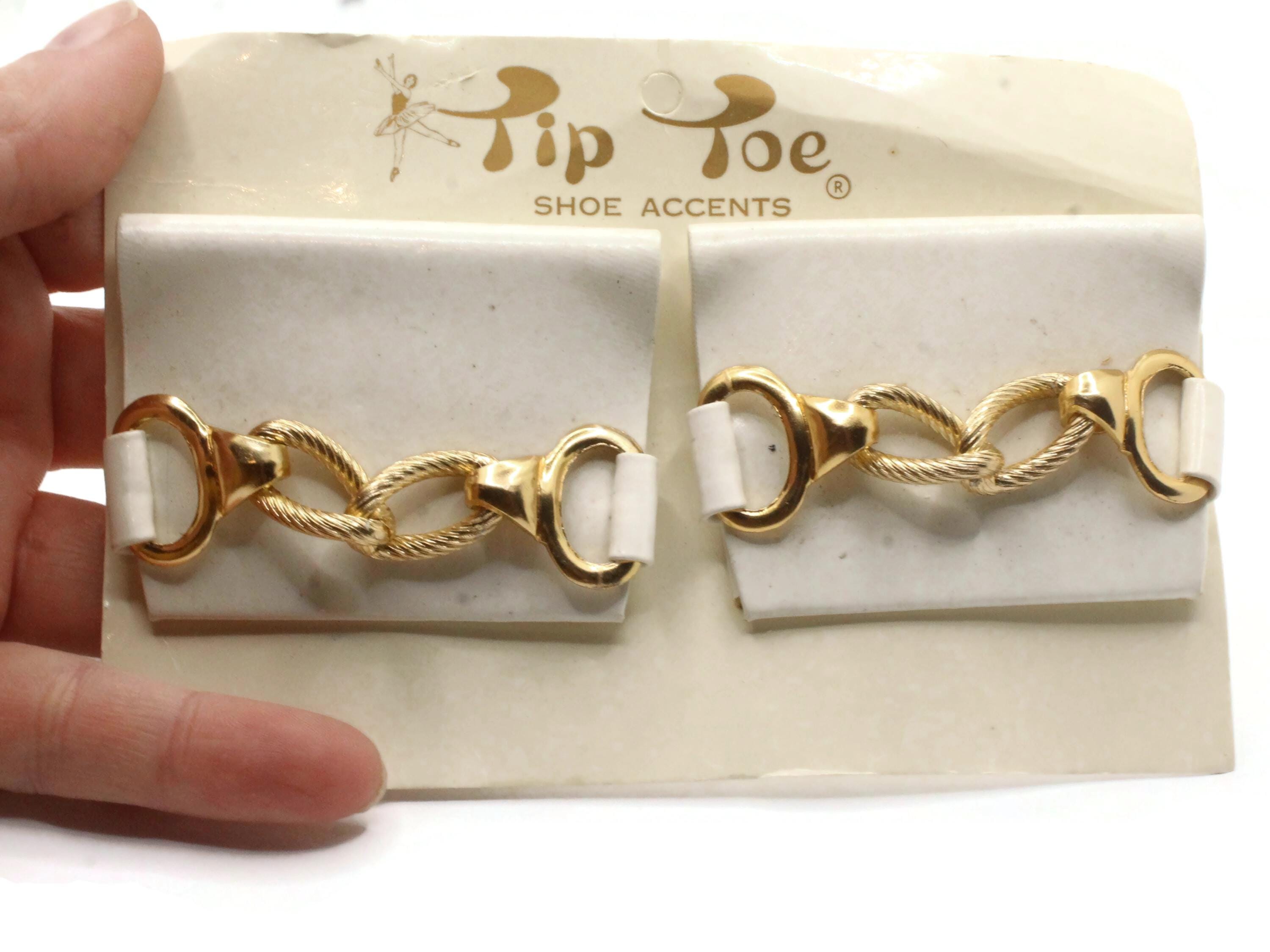 Tiptoes Vintage Shoe Clips #947 1950s White Leatherette Rectangle Shoe ...