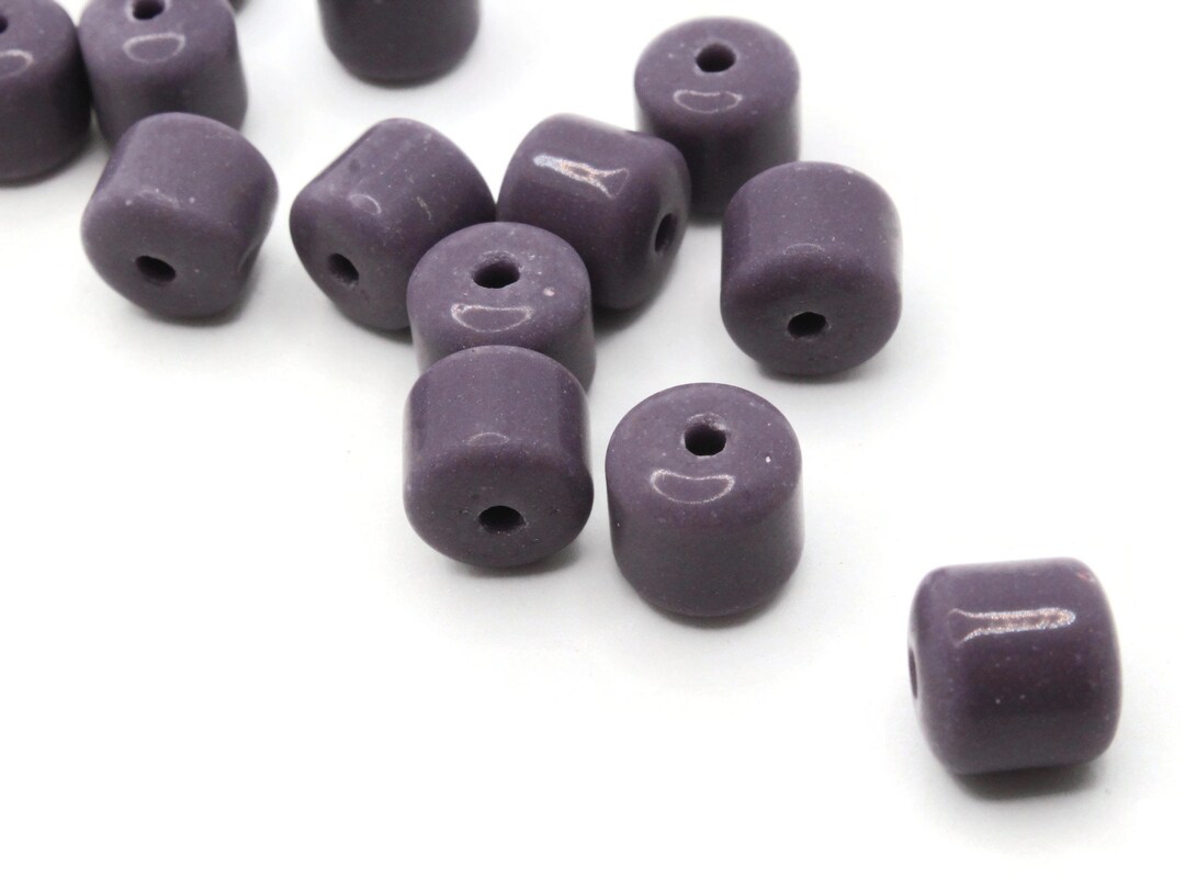 15 12mm X 10mm Purple Tube Beads Glass Beads Barrel Beads Jewelry ...