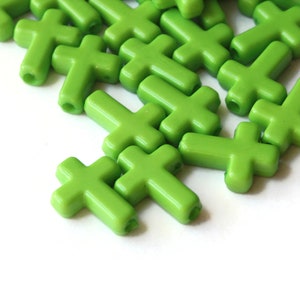 50 16mm Cross Beads Green Cross Beads Plastic Crosses Christian Beads ...