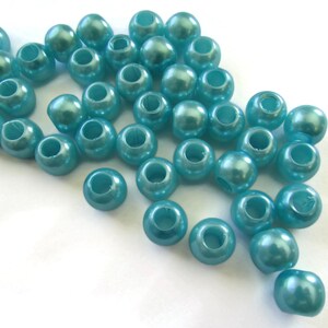 40 12mm Large Hole Pearls Sky Blue Pearl Beads European Beads Plastic ...