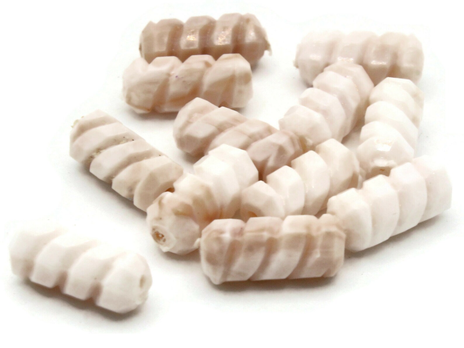 12 16mm Beige Vintage Plastic Beads Screw Tube Beads Jewelry Making ...