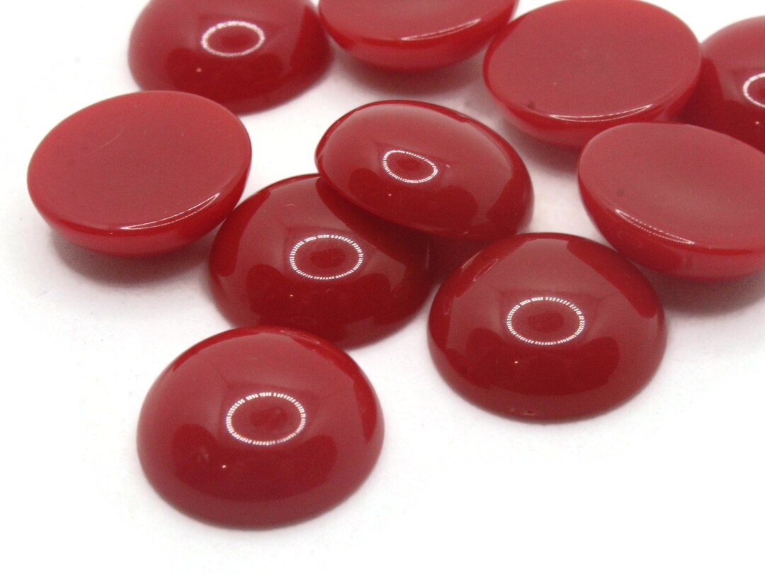 10 18mm Red Round Cabochons Vintage Lucite Cabochons Vintage Plastic ...