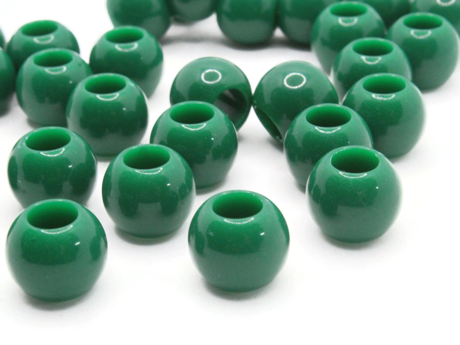 30 14mm Green Large Hole Beads Plastic Beads Jewelry Making Beading ...