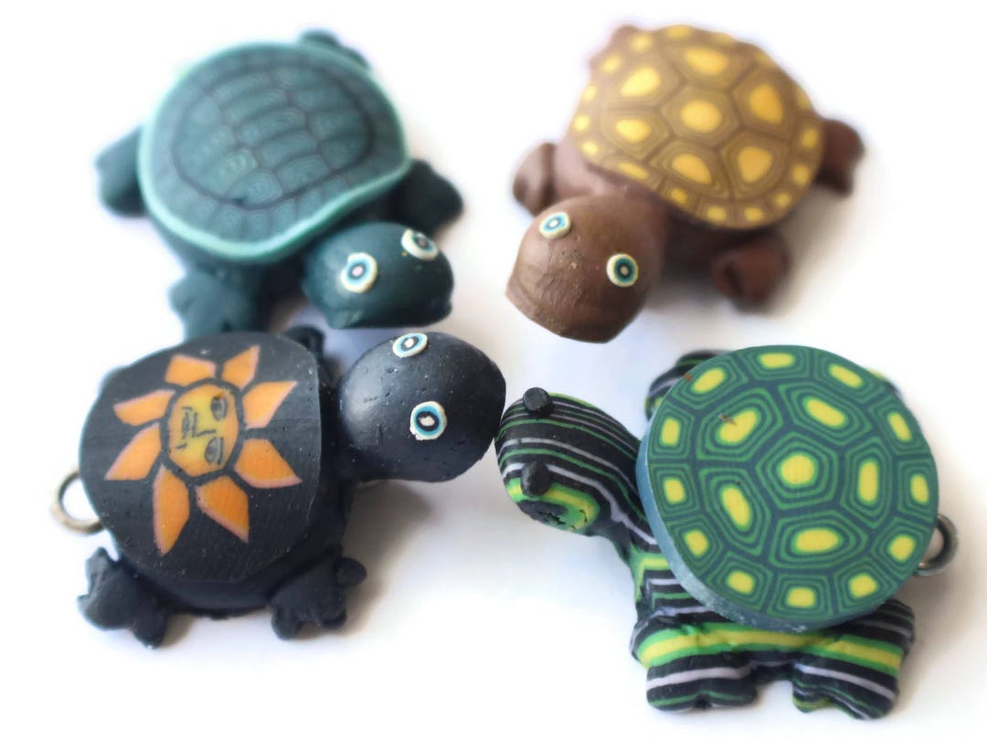 4 Mixed Turtles Assorted Shell Turtle Charms Tortoise Links Beads ...
