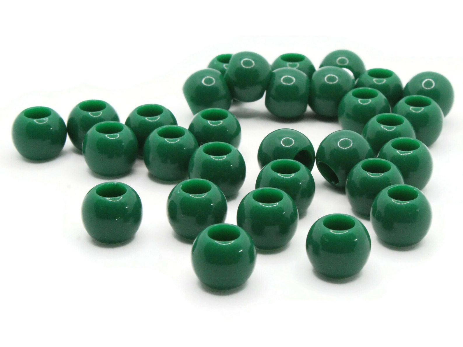 30 14mm Green Large Hole Beads Plastic Beads Jewelry Making | Etsy