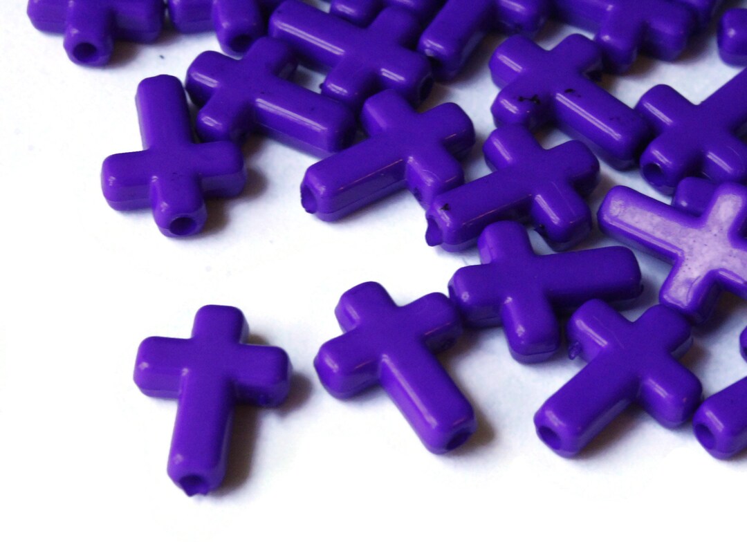 50 16mm Cross Beads Purple Cross Beads Plastic Crosses Christian Beads ...