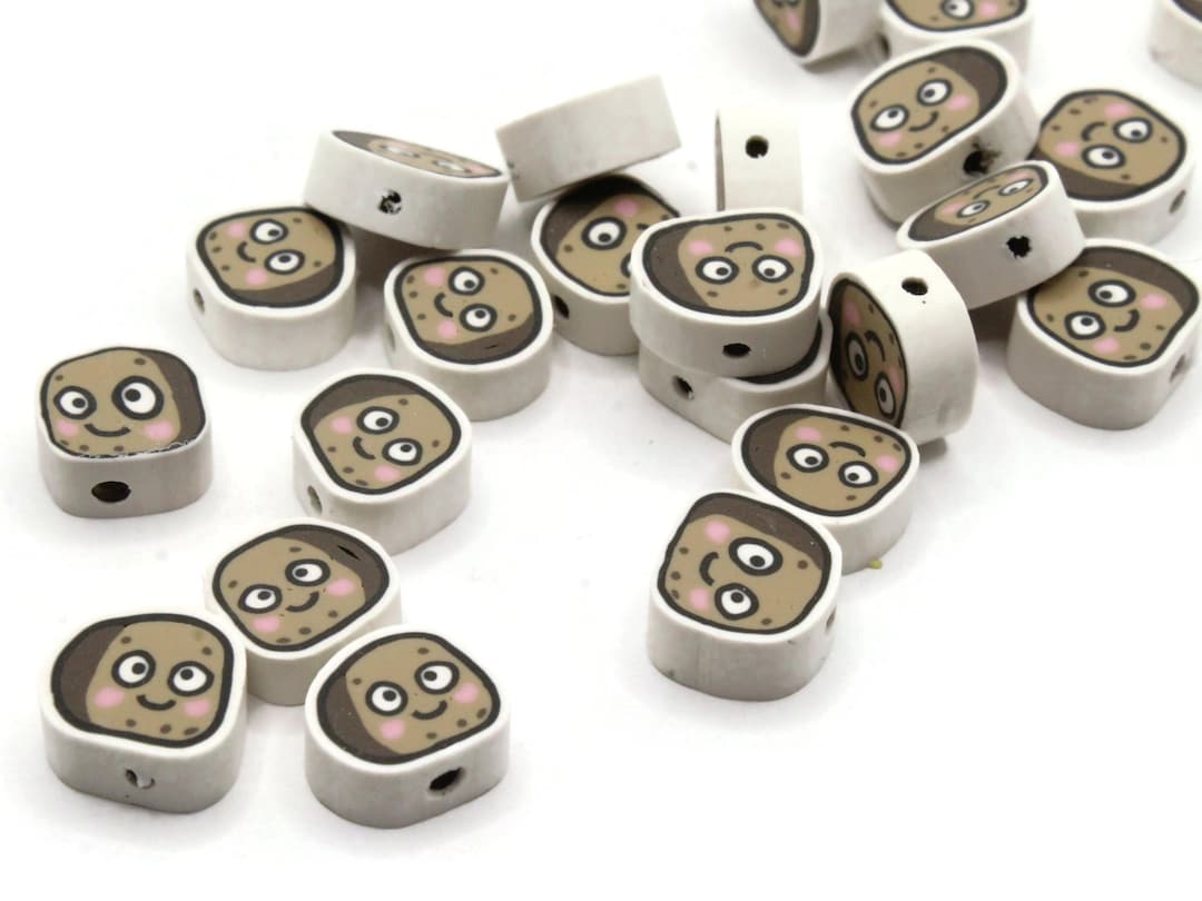 25 Potato Beads Cute Beads Cartoon Food Beads With Faces Polymer Clay ...