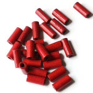 24 18mm Tube Beads Red Vintage Wood Beads Wooden Beads Jewelry Making ...