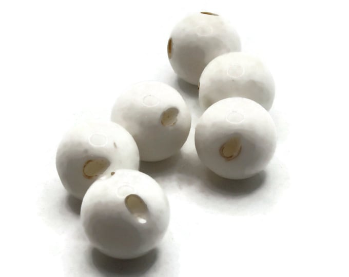 6 16mm 5/8 Inch White Ball Buttons Opaque Lucite Round Buttons Vintage ...