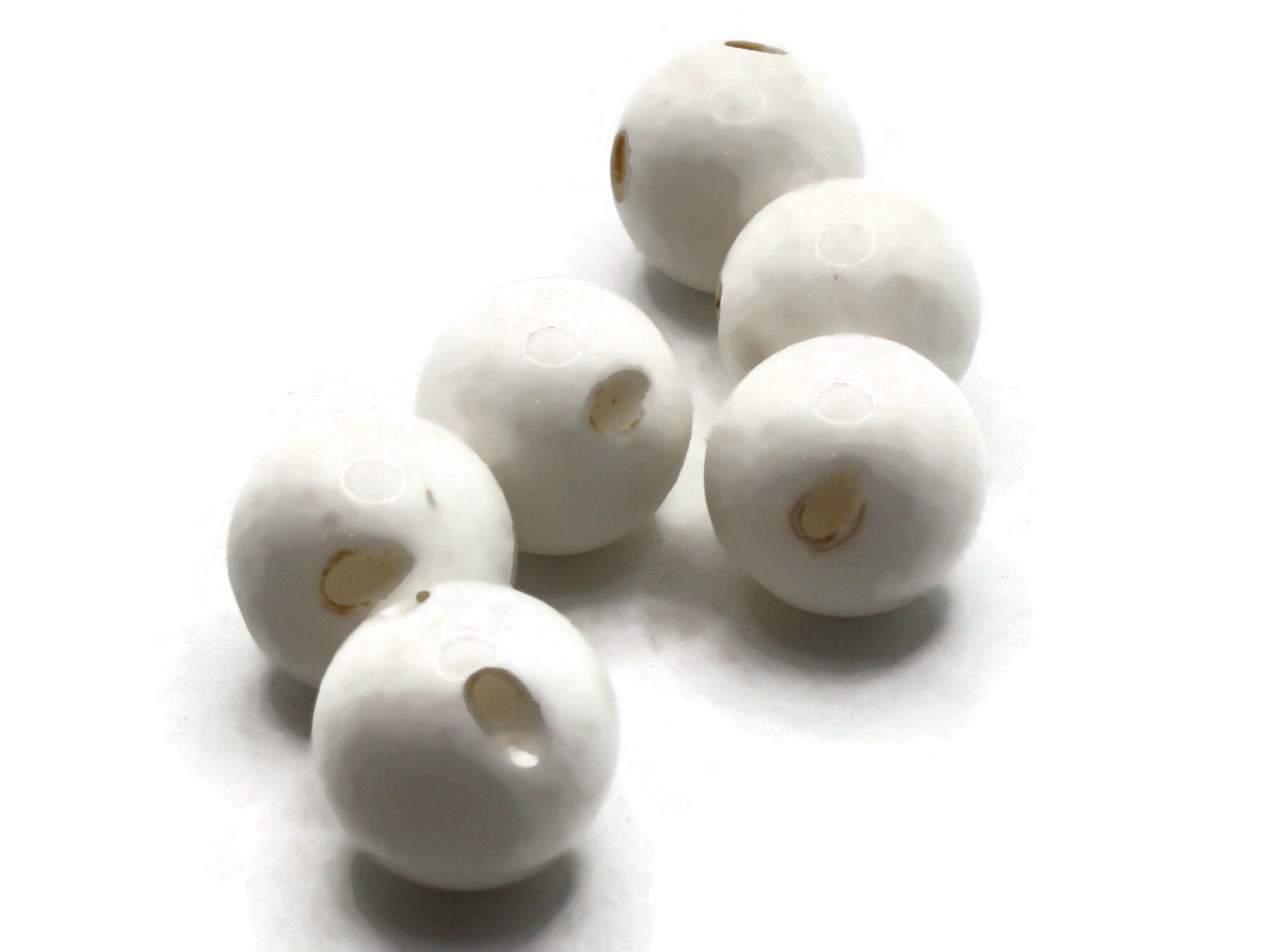 6 16mm 5/8 Inch White Ball Buttons Opaque Lucite Round Buttons Vintage ...