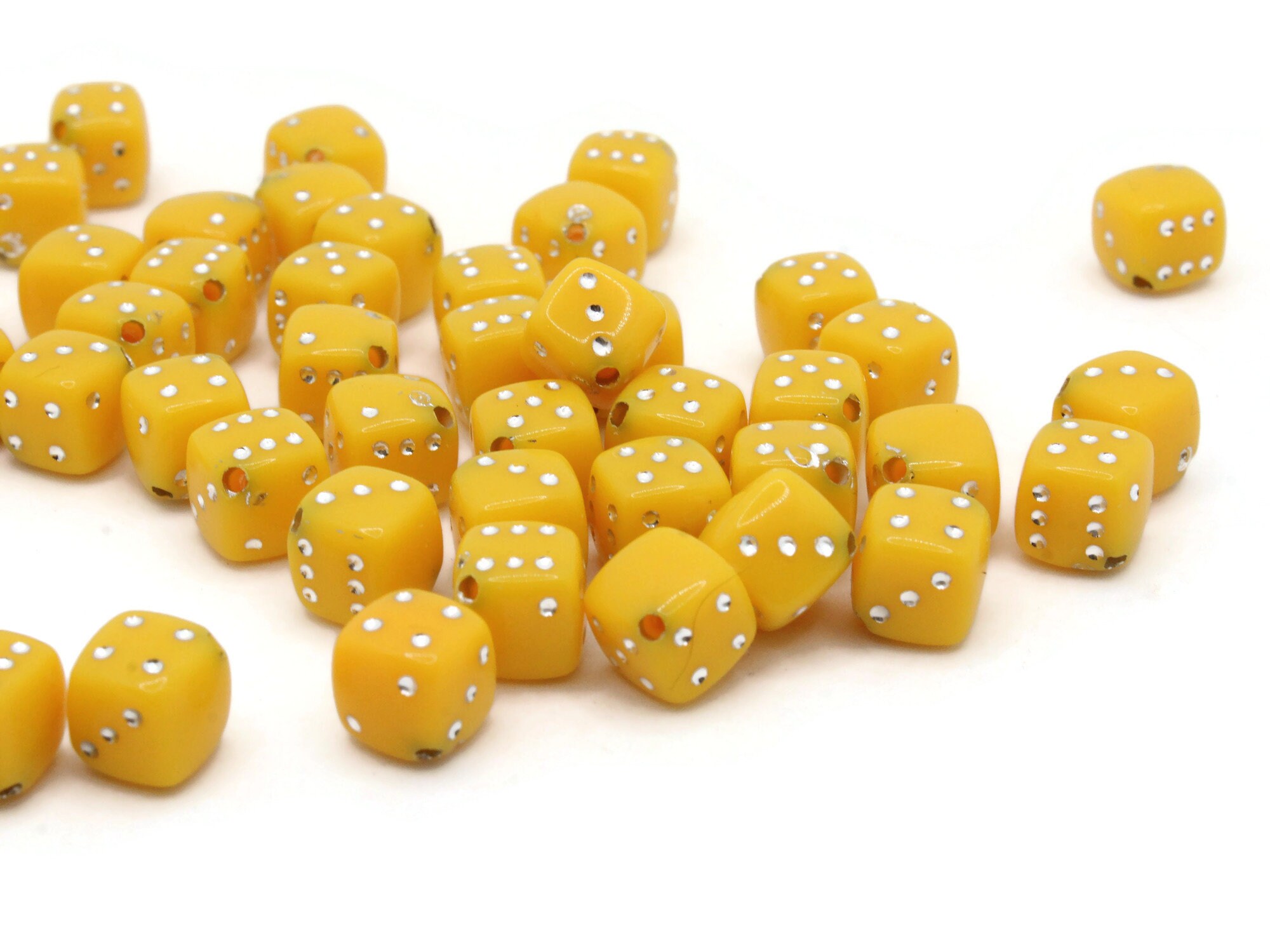 50 8mm Opaque Yellow Dice Beads Cube Beads Plastic Dice Beads | Etsy