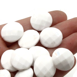 20 18mm White Vintage Plastic Beads Flat Faceted Oval Beads Jewelry ...