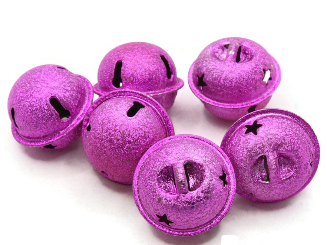 6 Purple and Pink Jingle Bells 24mm Bells Christmas Sleigh Bell Charms ...