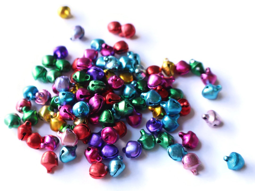 100 Small Jingle Bells Mixed Color Bells Jewel Tone Bell Charms ...