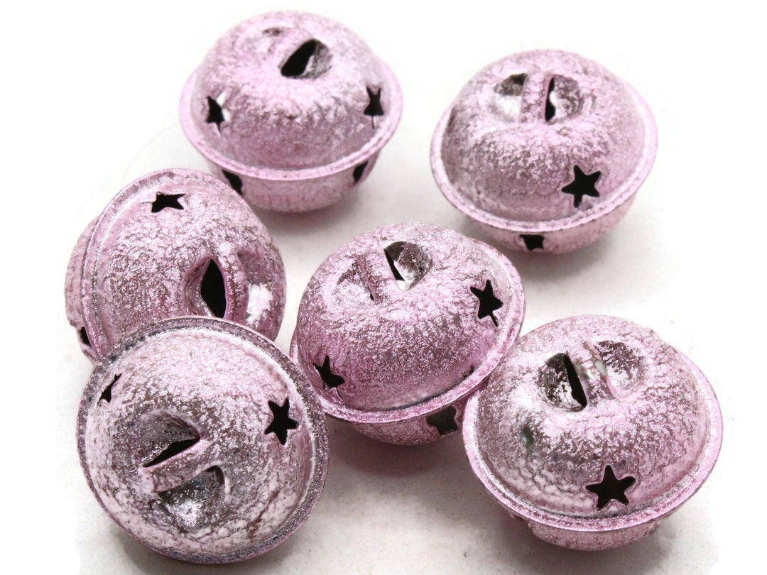 6 Pink Jingle Bells 24mm Bells Christmas Sleigh Bell Charms Beads ...
