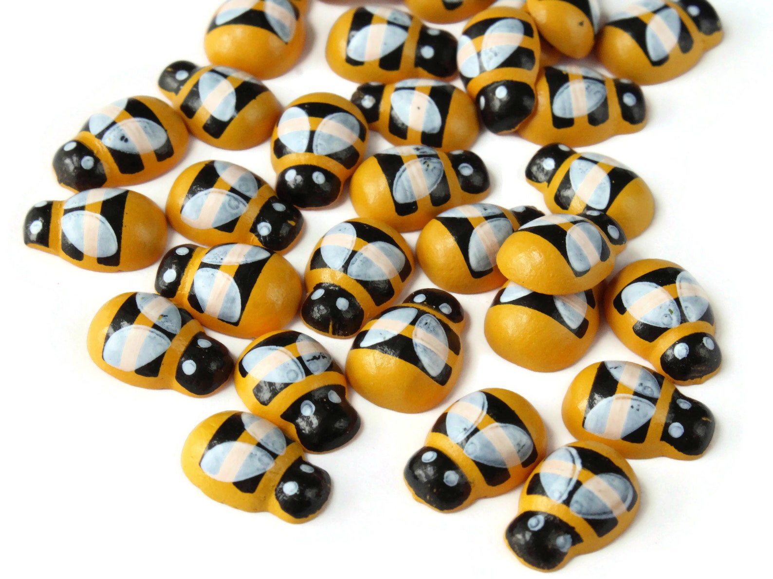 30 13mm Wooden Bee Cabochons Bumblebee Cabs Flat Back - Etsy