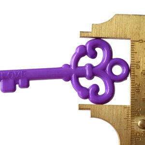 8 Purple Key Skeleton Key Charm Purple Pendant Acrylic Key Plastic Key ...