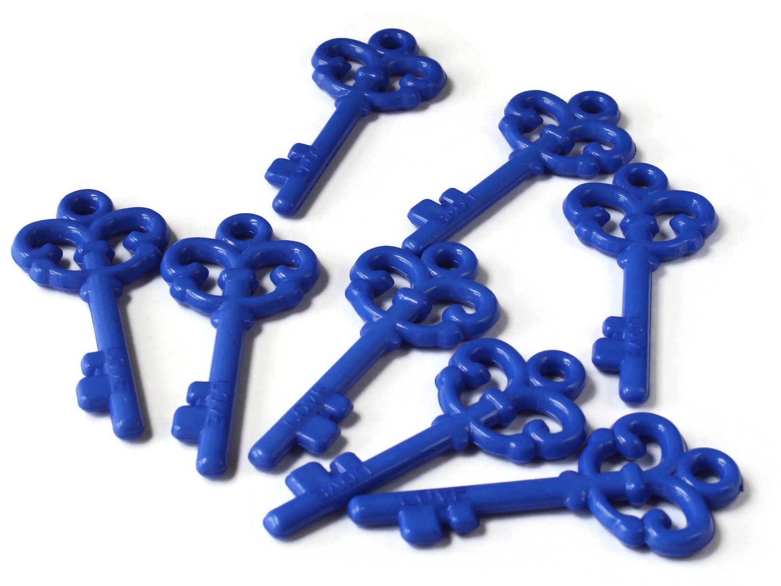 8 Royal Blue Key Charm Skeleton Key Charm Plastic Key Beading Supplies ...